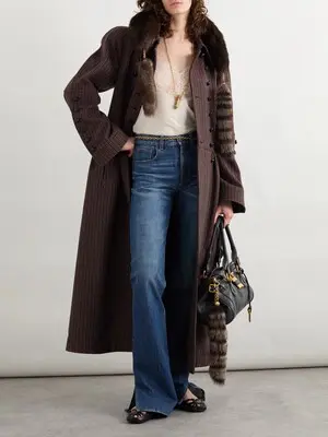 Chloé Double-breasted Belted Checked Wool-blend Coat