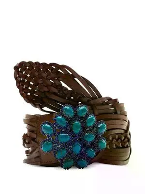 Silvia Tcherassi Braided Belt With Embellishments - Brown
