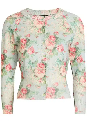 Simone Rocha Floral-print Knit Cardigan - Multi Floral