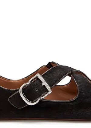 Alaïa Cross-over Calf-hair Ballet Flats - Brown