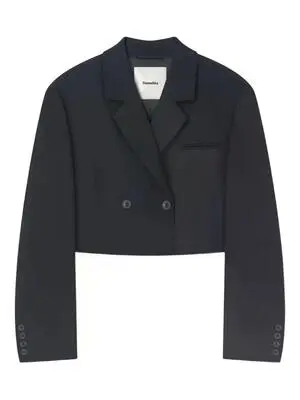 Nanushka Double-breasted Cropped Blazer - Black