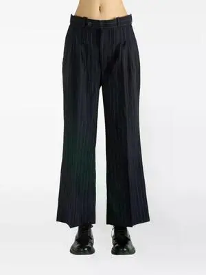 LATE FOR WORK Pinstriped Pleated Trousers