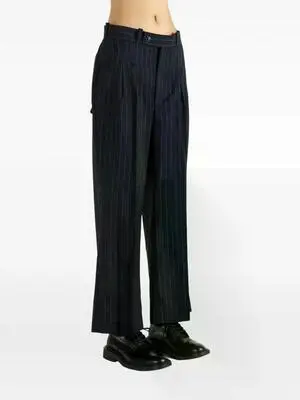 LATE FOR WORK Pinstriped Pleated Trousers