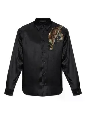 Versace Embellished-animal Shirt - Black