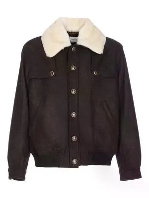 Drole De Monsieur Buttoned Jacket With Shearling Collar