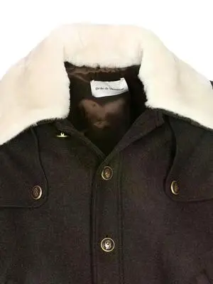 Drole De Monsieur Buttoned Jacket With Shearling Collar