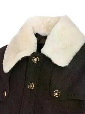 Drole De Monsieur Buttoned Jacket With Shearling Collar