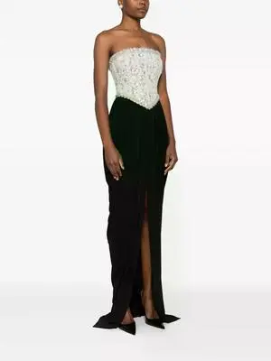 NISSA Crystal-embellished Corset Gown
