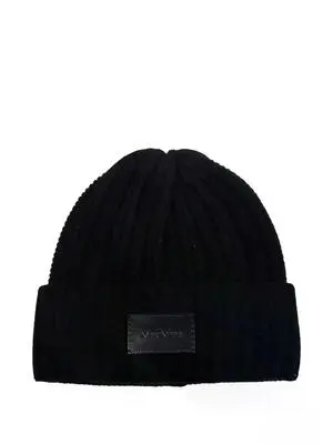 Max Mara Ribbed Logo-patch Beanie - Black