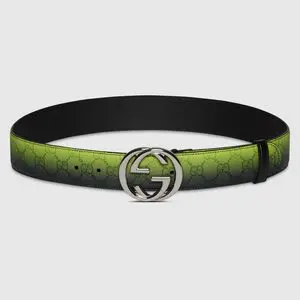 Gucci Chroma Belt With Interlocking G Buckle - Green