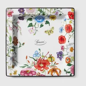 Gucci Flora Print Large Trinket Tray - White
