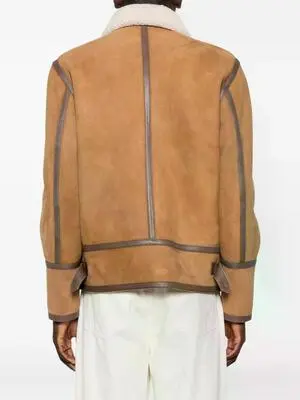 DONDUP Zip-up Shearling Collar Leather Jacket