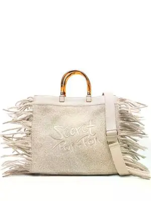 SECRET PON-PON Fringed Top-handle Shoulder Bag - Neutrals