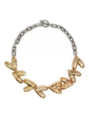 Bimba Y Lola Textured Heart Chain Necklace - Gold