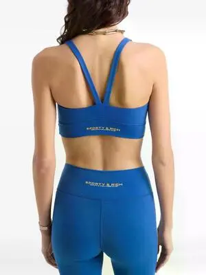 SPORTY & RICH Racer-back Sports Bra - Blue