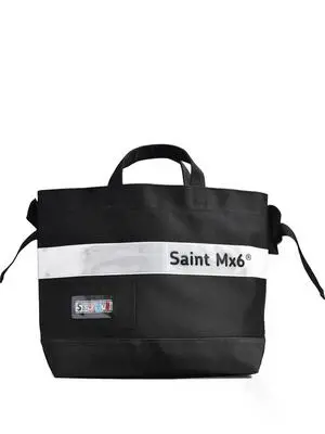 SAINT MXXXXXX Logo-stripe Tote Bag - Black
