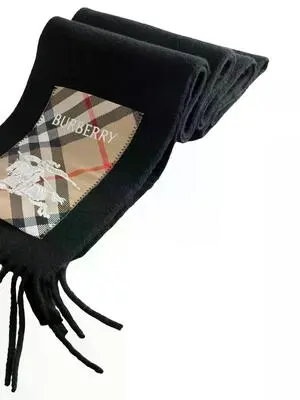 Burberry Ekd-appliqué Fringed Scarf - Black
