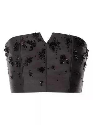 Alberta Ferretti Embellished Strapless Top - Black