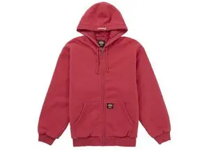 Supreme Dickies Quilted Lined Zip Up Hooded Sweatshirt - Red