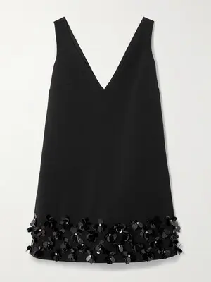 SELF-PORTRAIT Embellished Satin-crepe Mini Dress