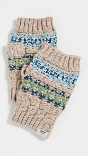 Faherty Brand Fair Isle Knitted Fingerless Gloves