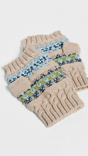 Faherty Brand Fair Isle Knitted Fingerless Gloves