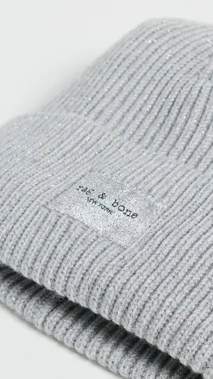 Rag & Bone Blake Metallic Beanie - Silver