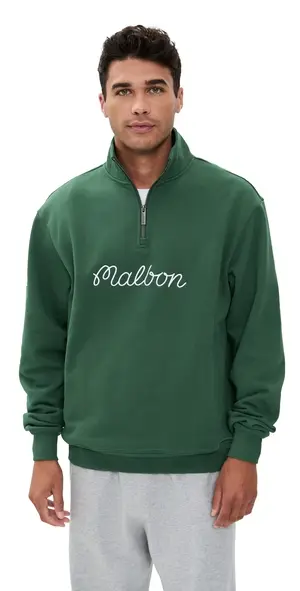 MALBON Collegiate Quarter-zip Sweatshirt - Forest