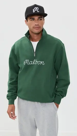 MALBON Collegiate Quarter-zip Sweatshirt - Forest