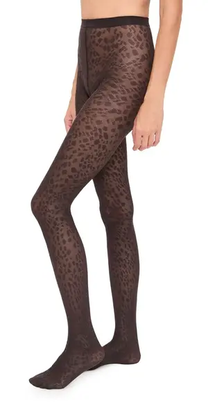Wolford Pantera Patterned Tights - Dark Wood