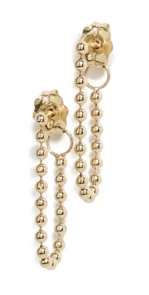 Zoe Chicco 14k Gold Bead Chain Back Earrings - 14k Yellow Gold