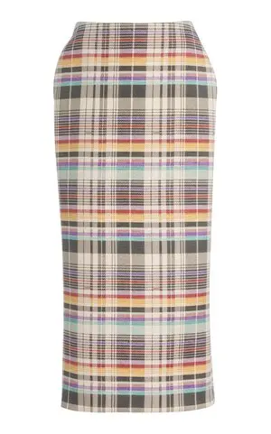 Brandon Maxwell The Mercer Bonded Wool-silk Mikado Pencil Midi Skirt - Multi