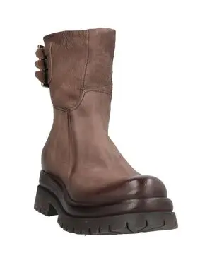 A.S.98 Leather Ankle Boots With Appliqués - Brown