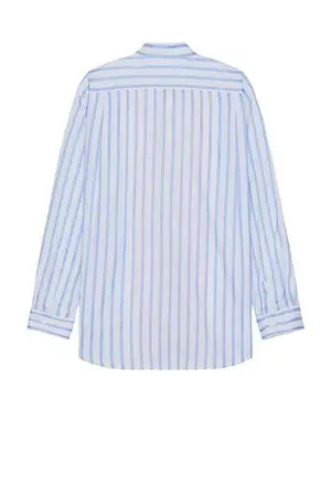 Comme Des Garçons Yarn Dyed Stripe Shirt In Blue