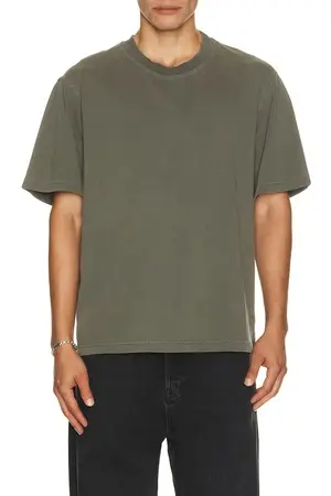 AGOLDE Asha Mock Neck Tee In Brown - Millstone
