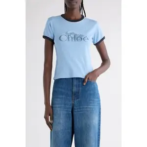 Chloé Logo Cotton Ringer T-shirt