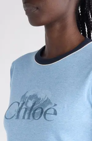 Chloé Logo Cotton Ringer T-shirt