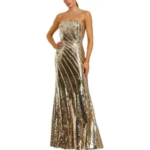 Mac Duggal Sequin Mesh Strapless Trumpet Gown