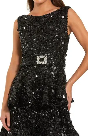 Mac Duggal Sleeveless Sequin Midi Dress