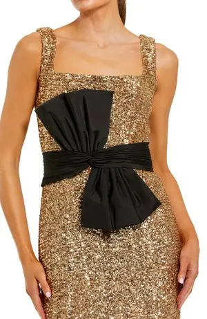 Mac Duggal Sequin Column Gown With Bow