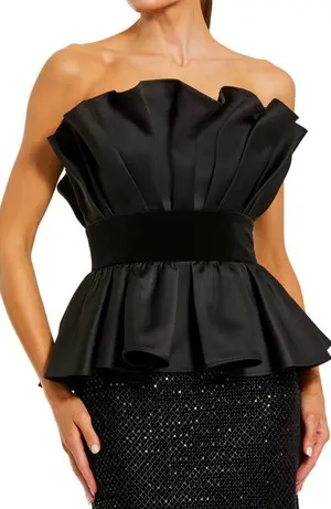 Mac Duggal Strapless Peplum Sequin Gown