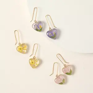 UNCOMMON GOODS Birth Month Flower Heart Dangle Earrings - Blue Larkspur