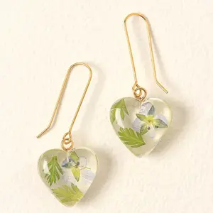 UNCOMMON GOODS Birth Month Flower Heart Dangle Earrings - Viola