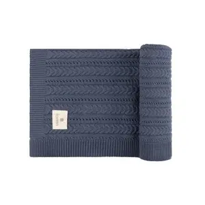ELY'S & CO. Looms Cable Pointelle Flat Collectionblanket - Blue