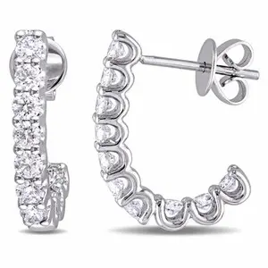 JULIANNA B. 1 Ct Tw Diamond Semi-hoop Earrings 14k - 14k White Gold