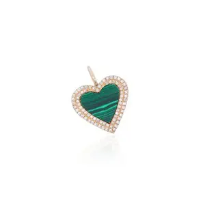 THE LOVERY FINE JEWELRY Heart Charm With Diamond And - Malachite