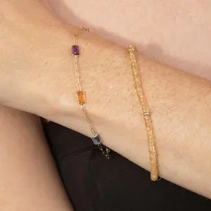 THE LOVERY Gemstone Paperclip Bracelet