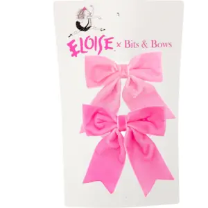 BITS & BOWS Eloise Velvet Hair Bow Barrette Set - Pink And Hot Pink