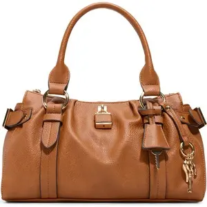 Aldo Faux Leather Satchel With Padlock - Tan