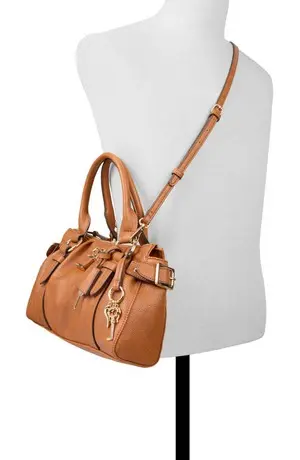 Aldo Faux Leather Satchel With Padlock - Tan